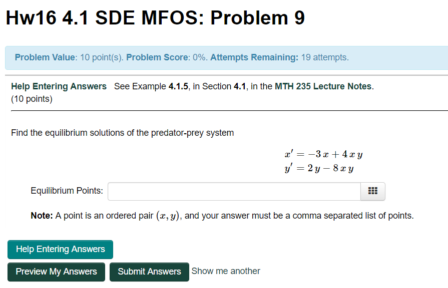 Solved Hw16 4.1 SDE MFOS: Problem 9 Problem Value: 10 | Chegg.com
