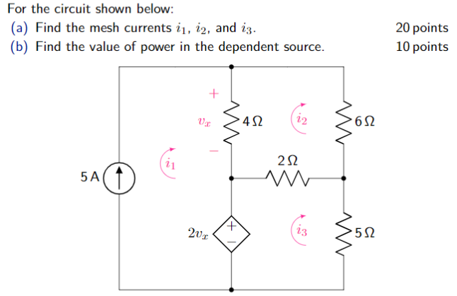 Solved For the circuit shown below: (a) Find the mesh | Chegg.com