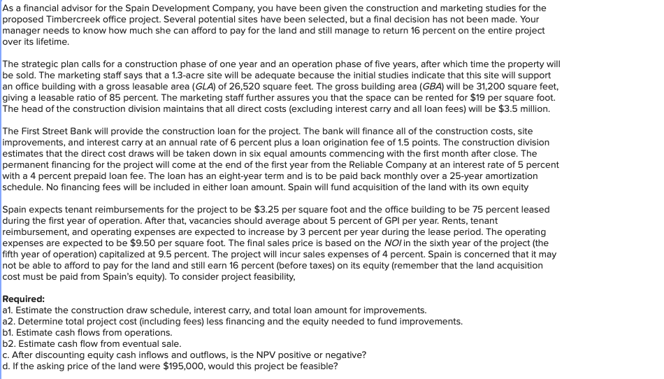 As a financial advisor for the Spain Development | Chegg.com