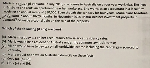 Solved Maria is a citizen of Vanuatu. In July 2018, she | Chegg.com