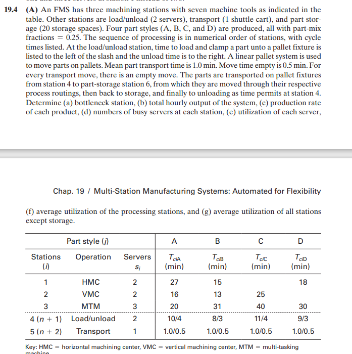 Solved 4 (A) An FMS has three machining stations with seven | Chegg.com