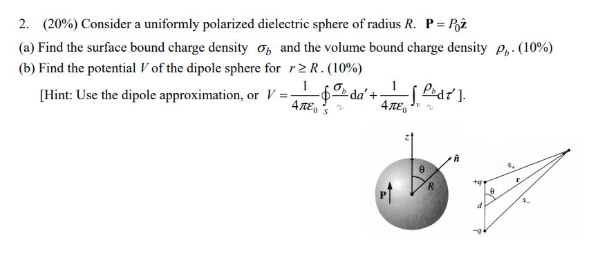 Solved (20%) ﻿Consider a uniformly polarized dielectric | Chegg.com