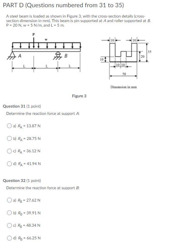 Solved PART D (Questions numbered from 31 to 35) A steel | Chegg.com