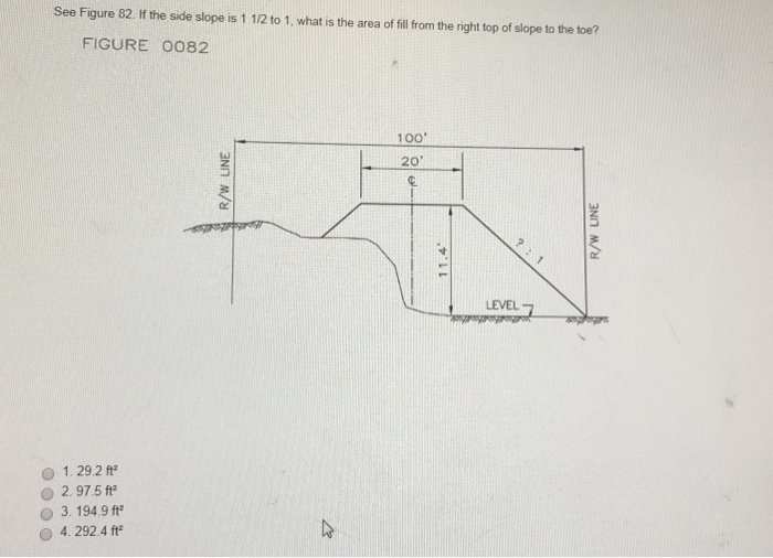 Solved See Figure 82. If the side slope is 1 1/2 to 1, what | Chegg.com