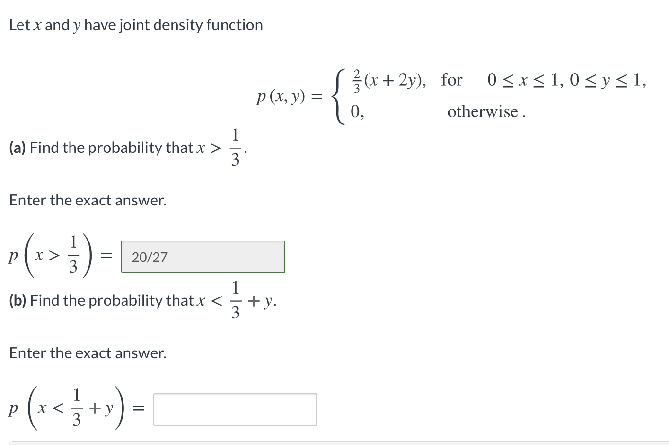 Solved The joint density function for x, y is given by f (x, | Chegg.com