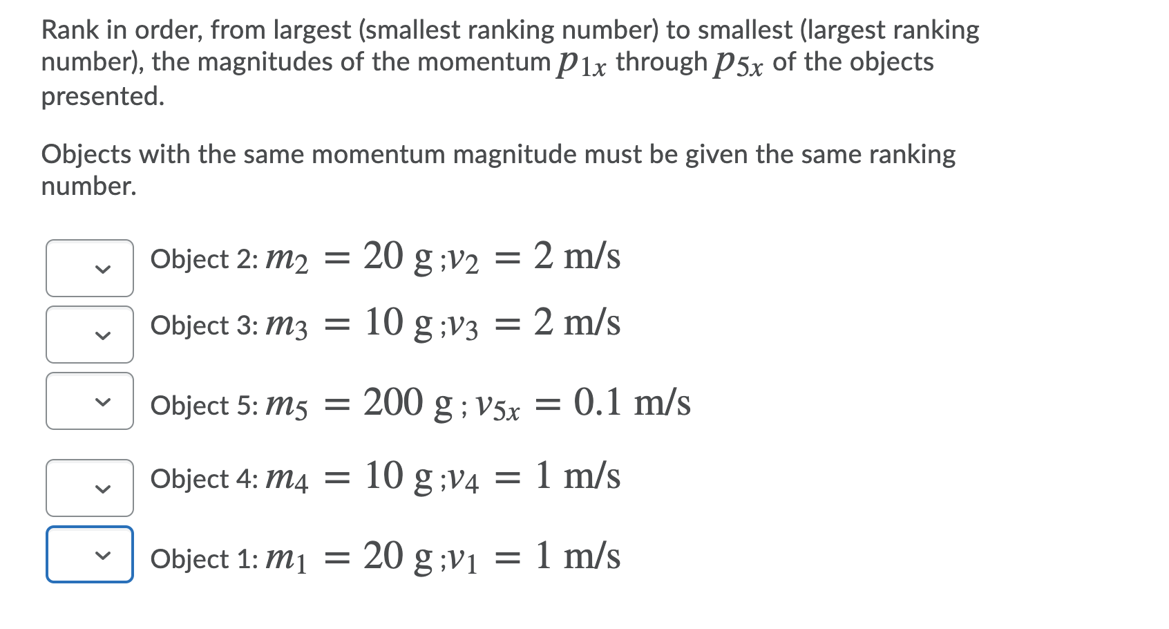 Solved Rank in order, from largest (smallest ranking number) | Chegg.com