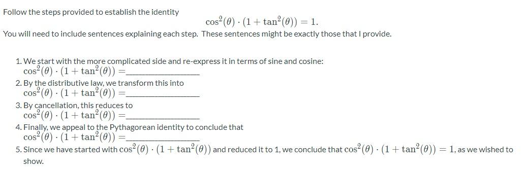 Solved Trig proof I'm attaching an example below of the | Chegg.com