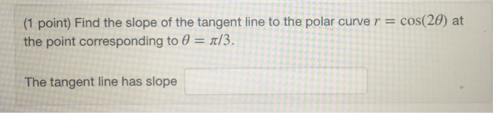 Solved Find the slope of the tangent line to the polar curve | Chegg.com