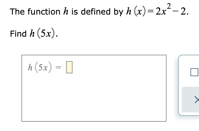 Solved The function h is defined by h (x)=2x2 – 2. Find h | Chegg.com