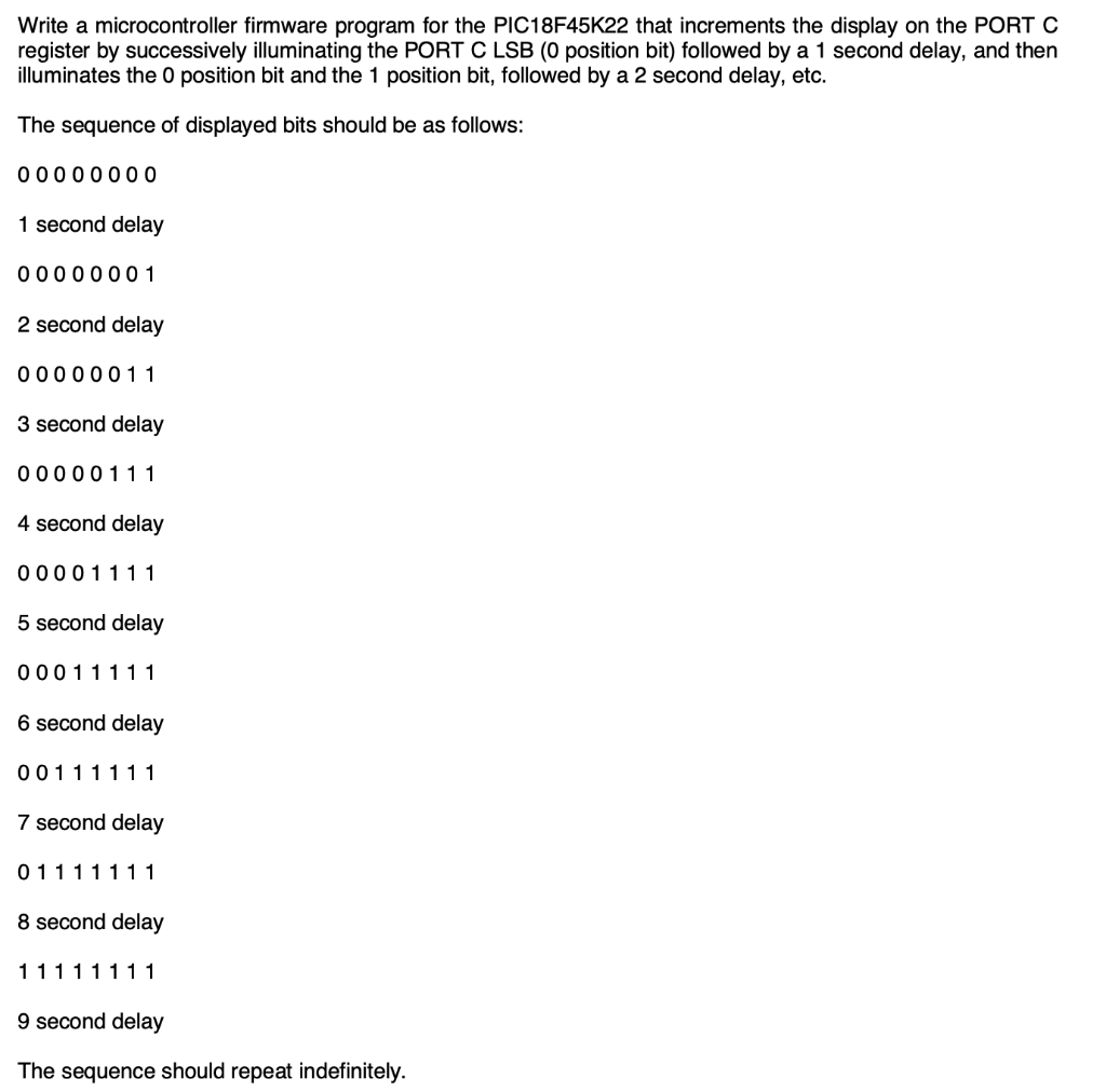 Write a microcontroller firmware program for the | Chegg.com