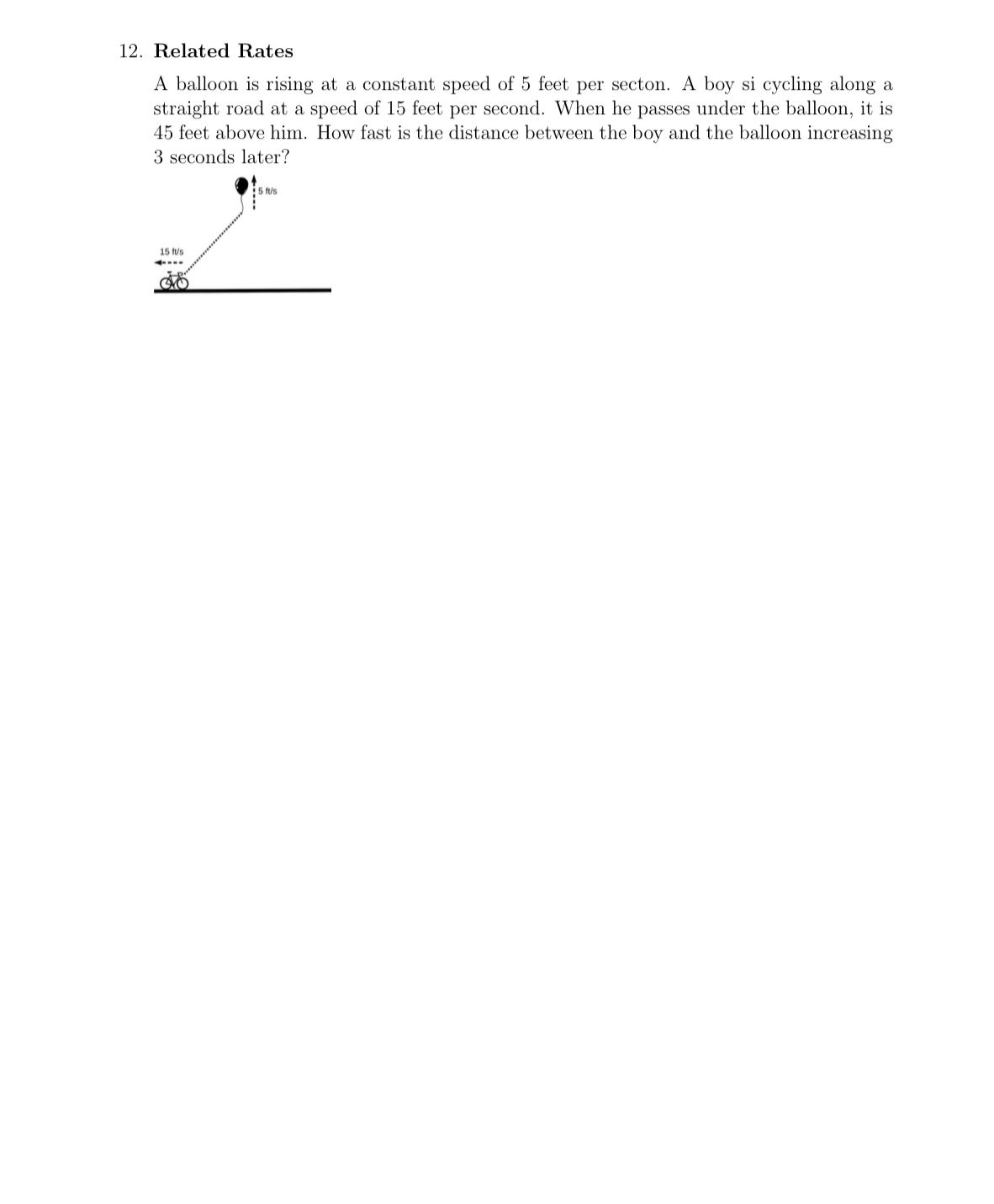 Solved 12. Related Rates A balloon is rising at a constant | Chegg.com