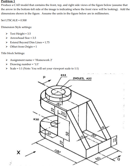 Solved Problem 1 Produce a CAD model that contains the | Chegg.com