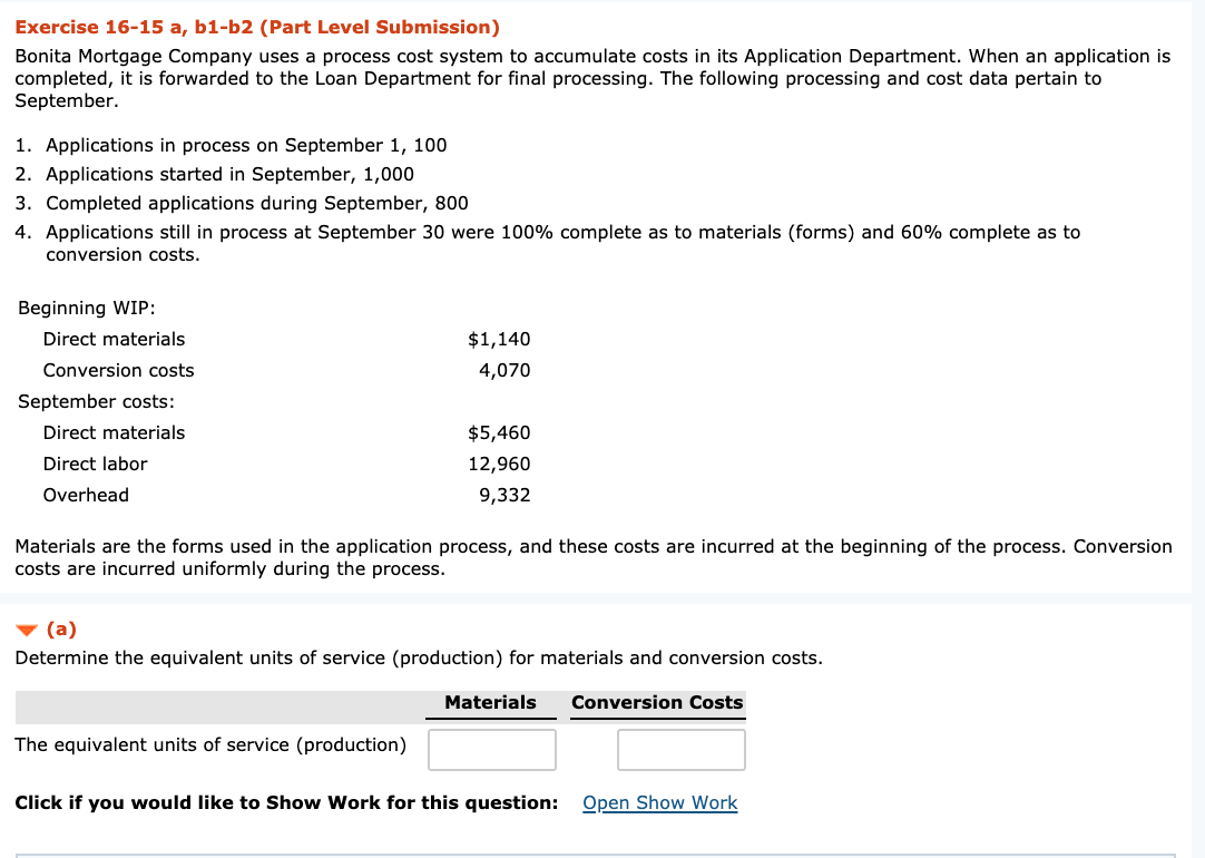 Solved Exercise 16-15 a, b1-b2 (Part Level Submission) | Chegg.com