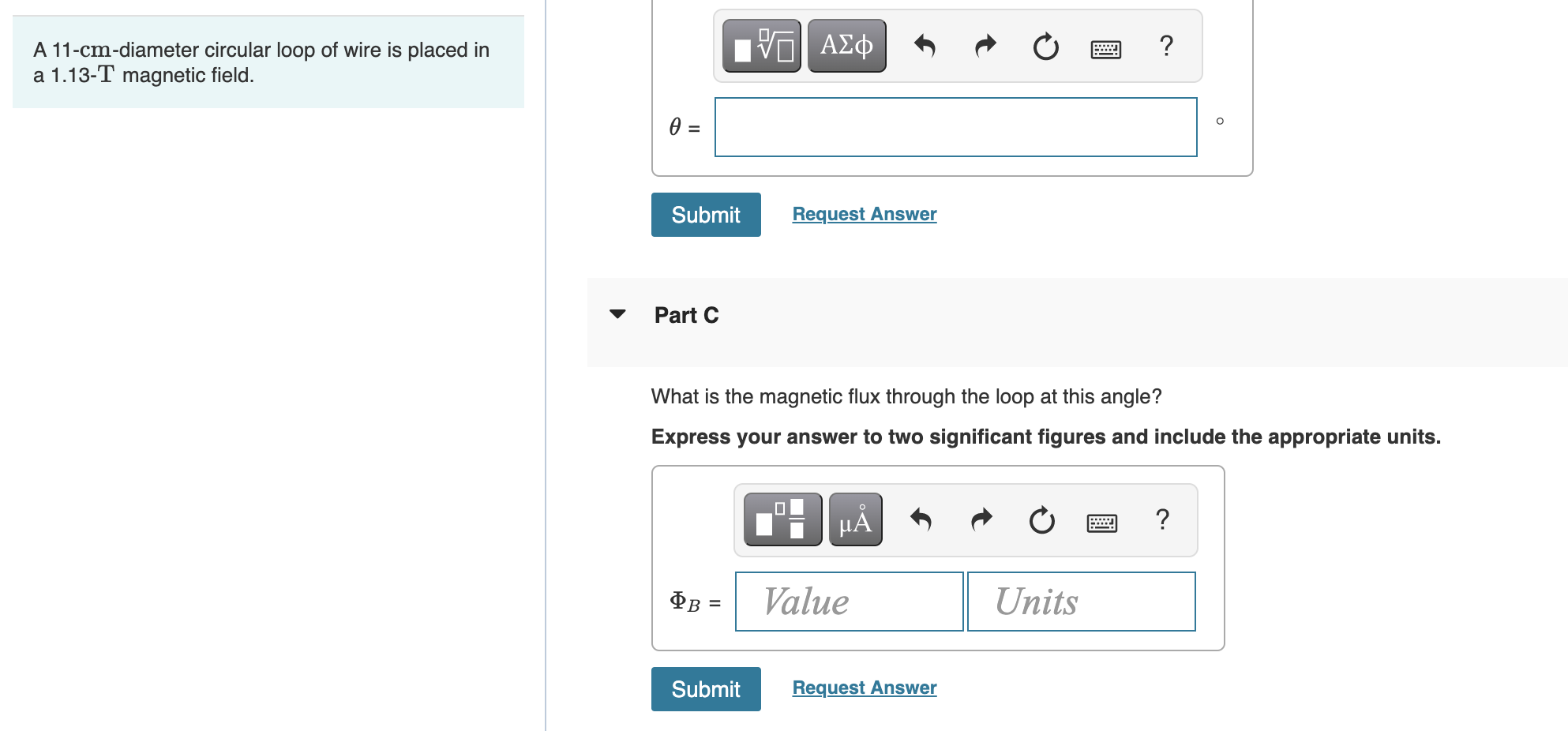 Solved Part A A 11-cm-diameter circular loop of wire is | Chegg.com
