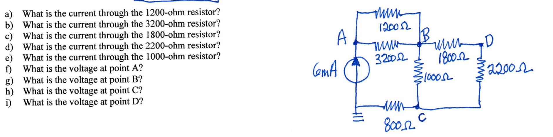 Solved They D a) What is the current through the 1200-ohm | Chegg.com