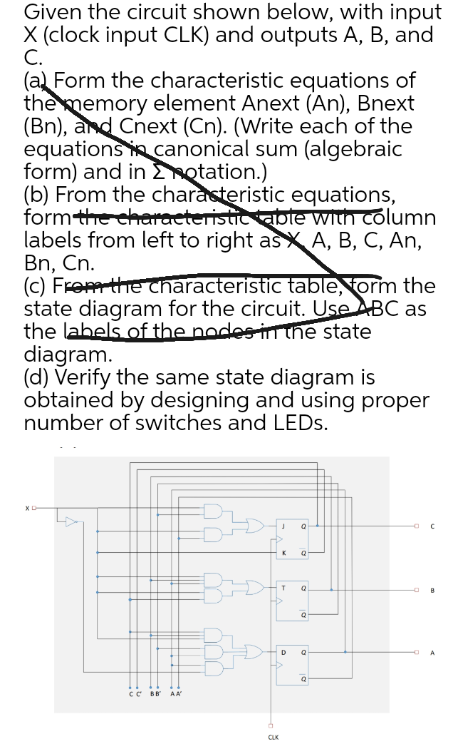 Solved Given the circuit shown below, with input X (clock | Chegg.com