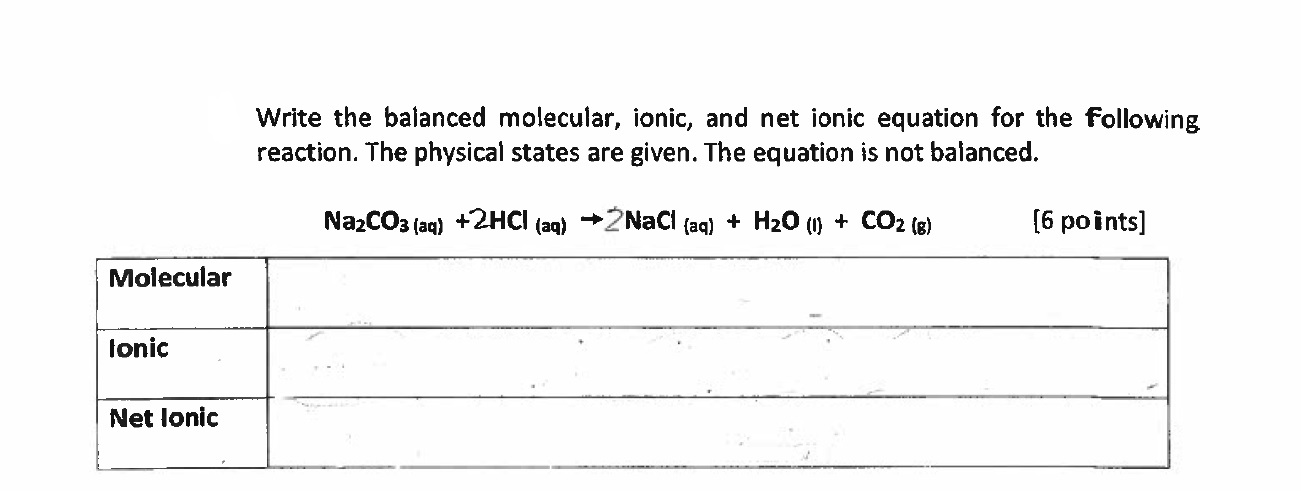 Solved Write the balanced molecular, ionic, and net ionic | Chegg.com