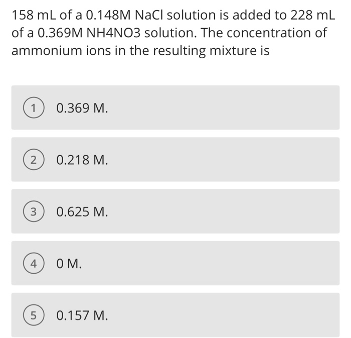 Solved 158 mL of a 0.148M NaCI solution is added to 228 mL | Chegg.com