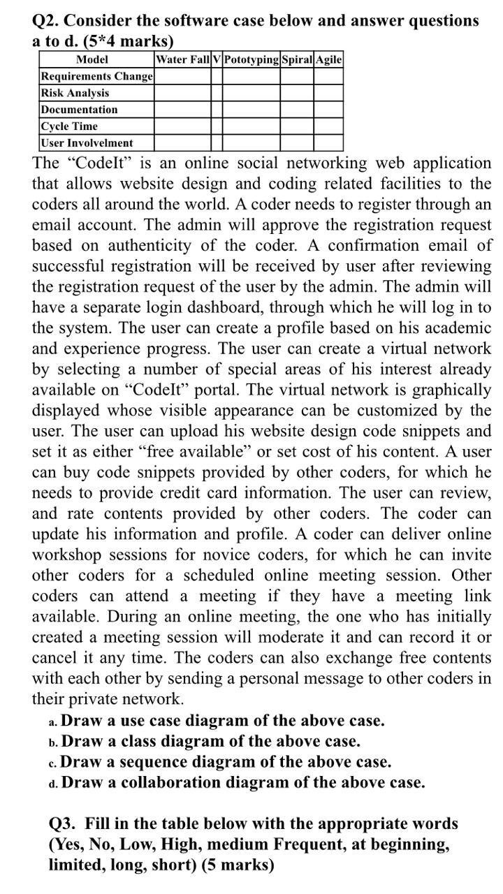 Solved Model Q2. Consider the software case below and answer | Chegg.com