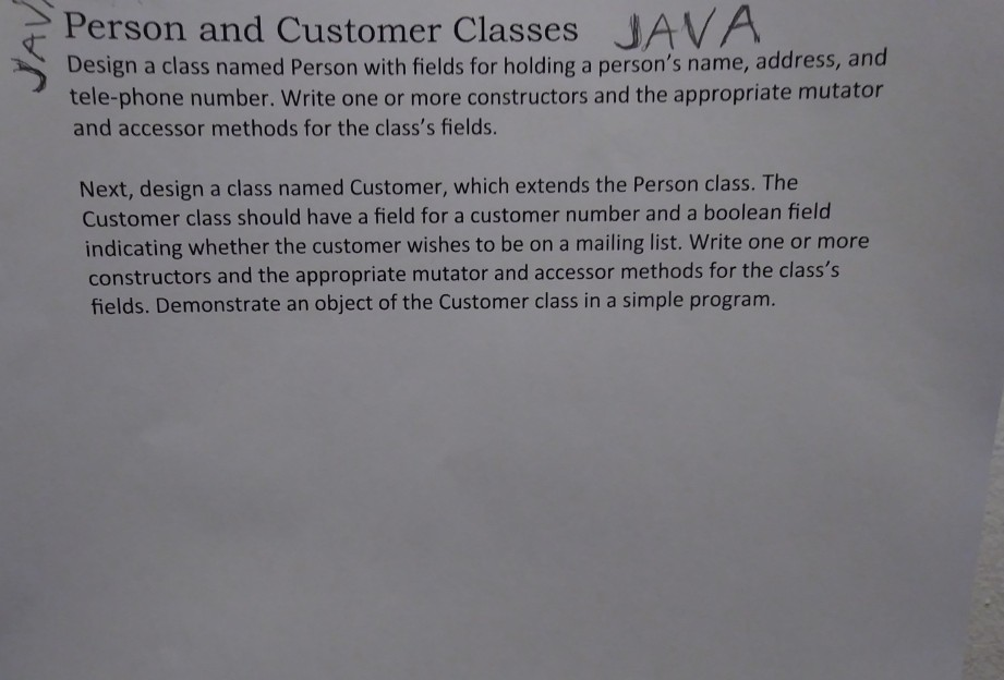 Solved Person and Customer Classes JAVA Design a class named | Chegg.com