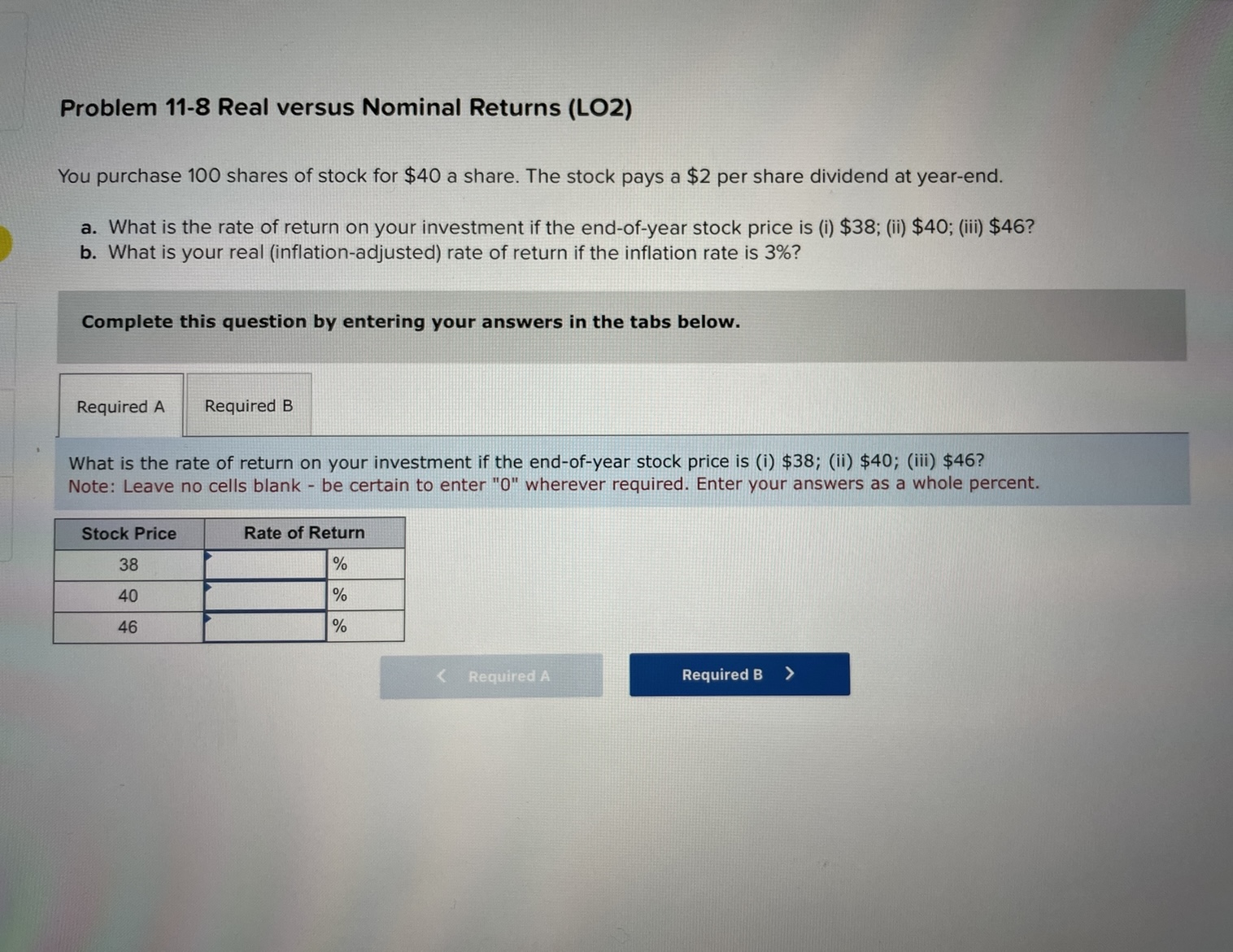 Solved Problem 11-8 Real versus Nominal Returns (LO2) You | Chegg.com