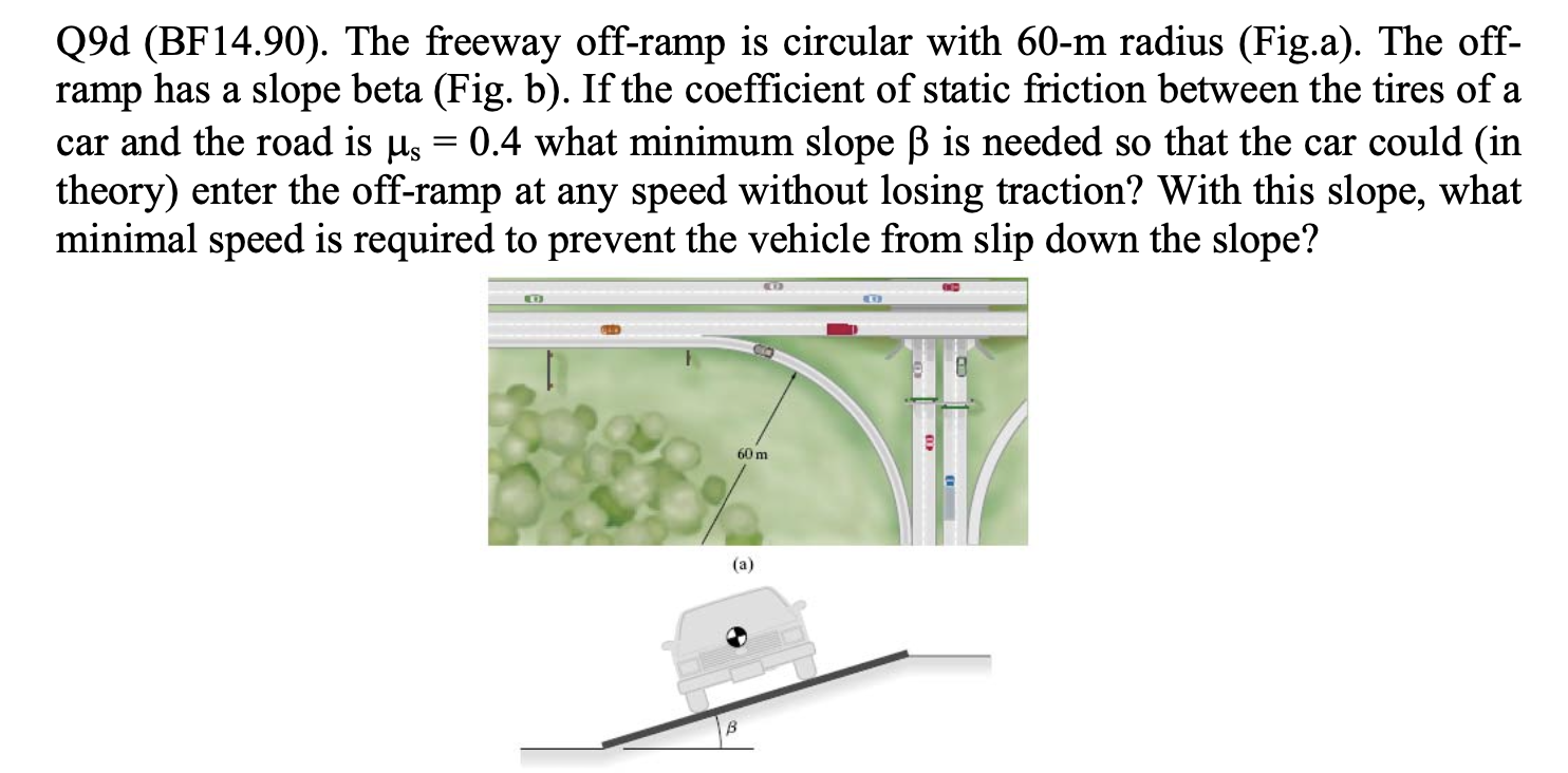 Solved Q9d (BF14.90). The freeway off-ramp is circular with | Chegg.com