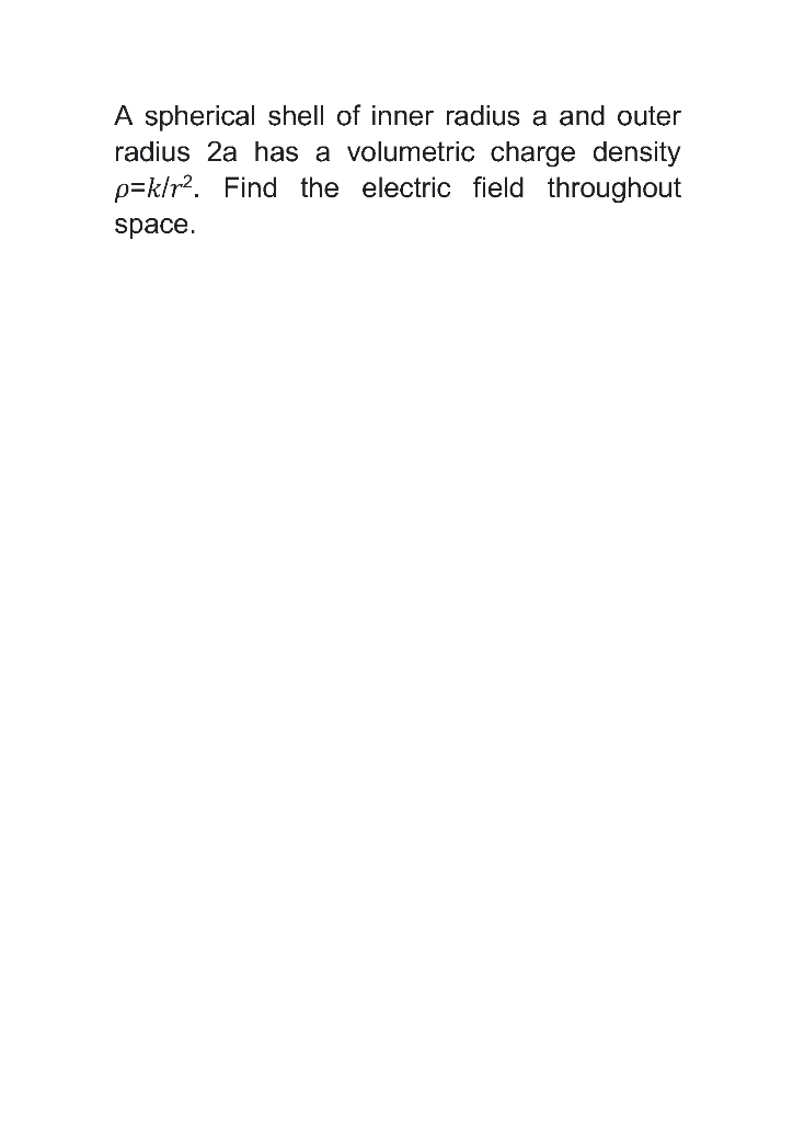 Solved A spherical shell of inner radius a and outer radius | Chegg.com