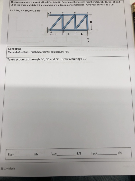 Solved The truss supports the vertical load P at joint D. | Chegg.com