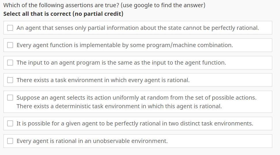 Solved Which of the following assertions are true? (use | Chegg.com