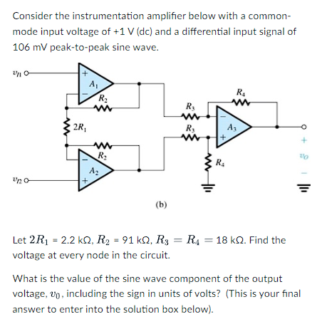 Solved Consider the instrumentation amplifier below with a | Chegg.com
