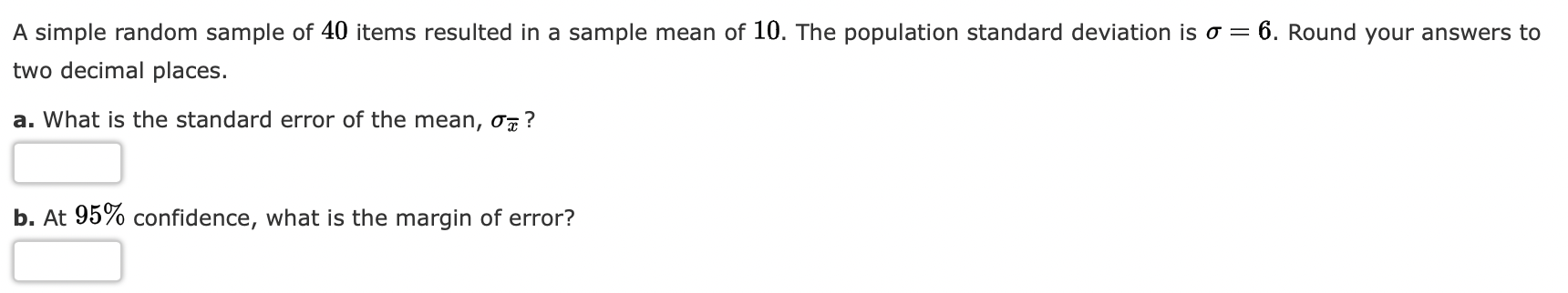 Solved A simple random sample of 40 items resulted in a | Chegg.com