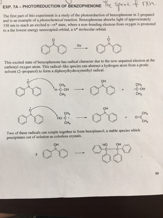 EXP.TA-PHOTOREDUCTION OF BENZOPHENONE Te p rXv. The | Chegg.com