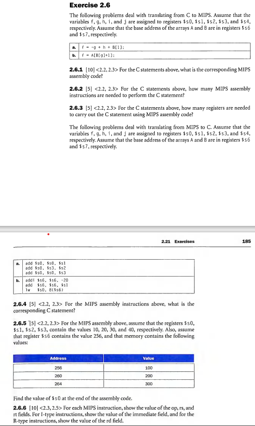 Solved The following problems deal with translating from C | Chegg.com