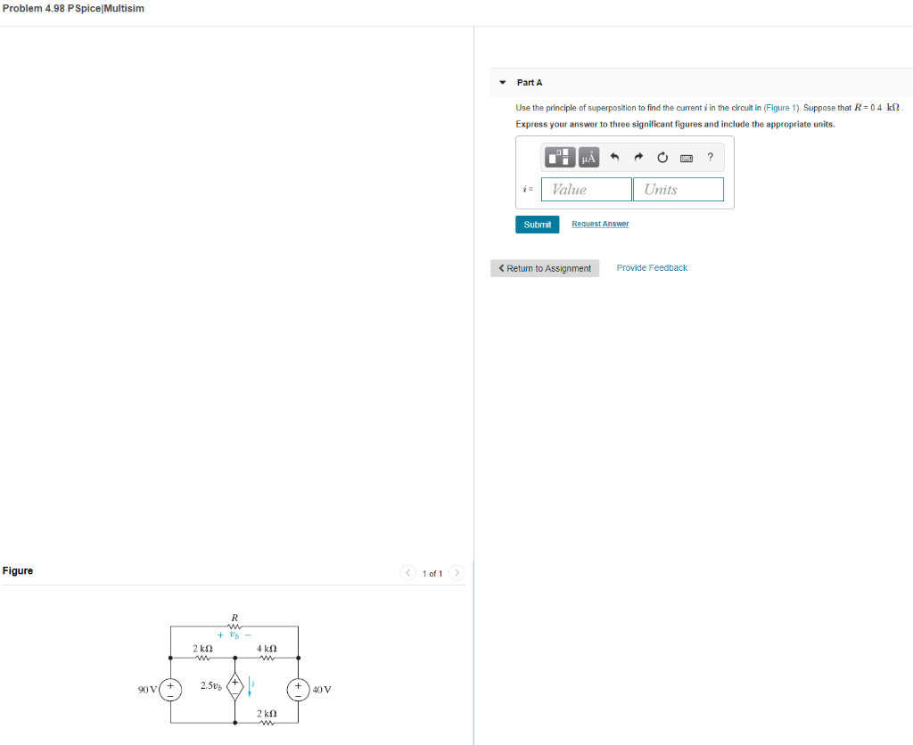 Solved Problem 4.98 PSpice Multisim Part A Use the principle | Chegg.com