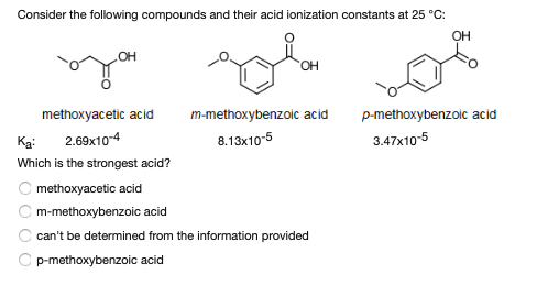 Solved Consider the following compounds and their acid | Chegg.com