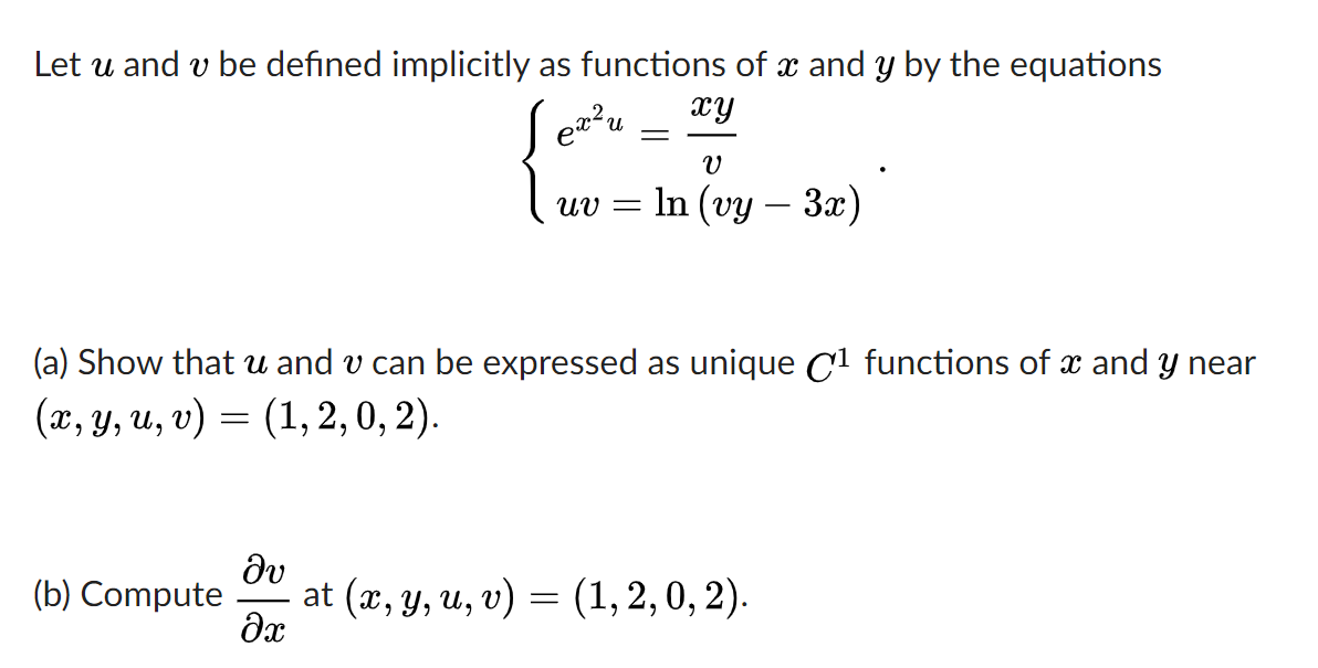 Solved Let u and v be defined implicitly as functions of x | Chegg.com
