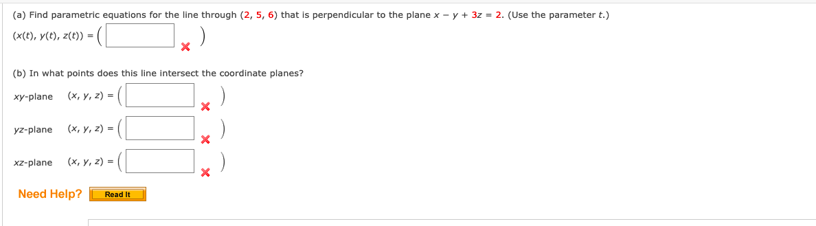 Solved A Find Parametric Equations For The Line Through
