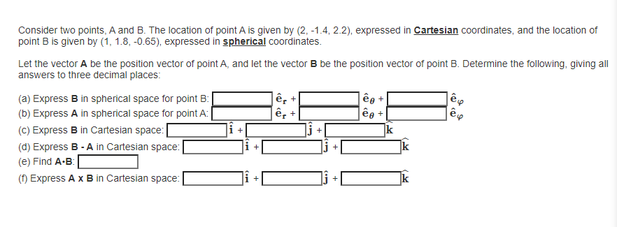 Solved Consider two points, A and B. The location of point A | Chegg.com