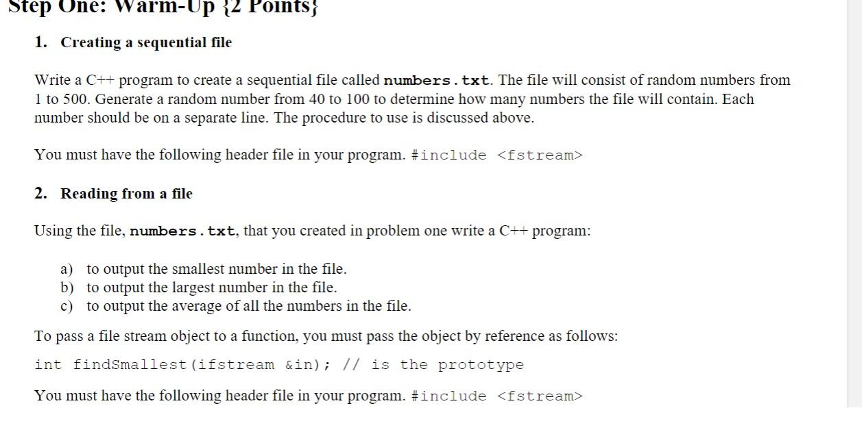 Solved Step One Warm Up 2 Points 1 Creating A Sequential 