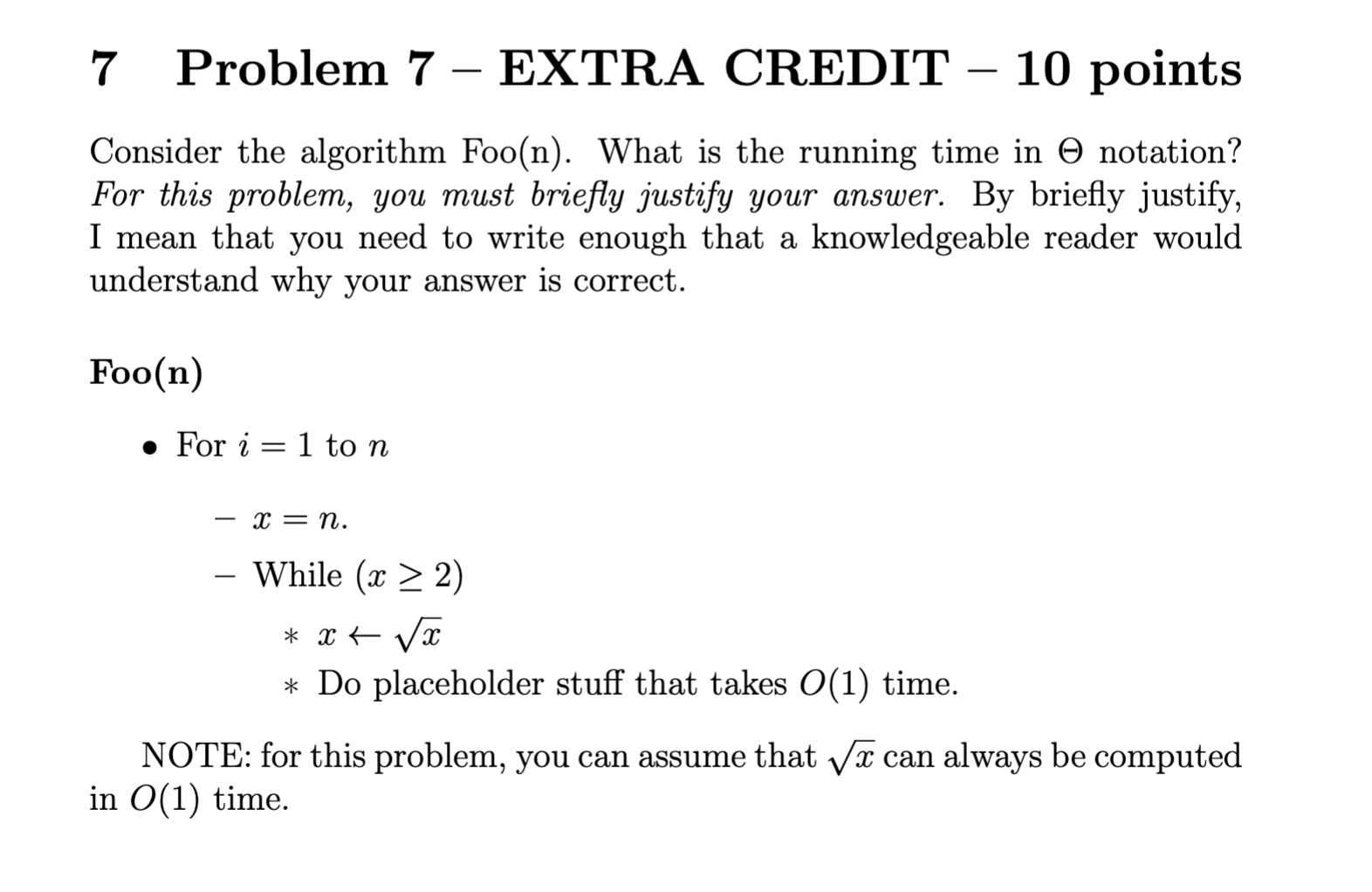 Solved 7 Problem 7 - EXTRA CREDIT - 10 points Consider the | Chegg.com