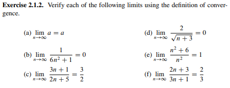 Solved Exercise 2.1.2. Verify each of the following limits | Chegg.com