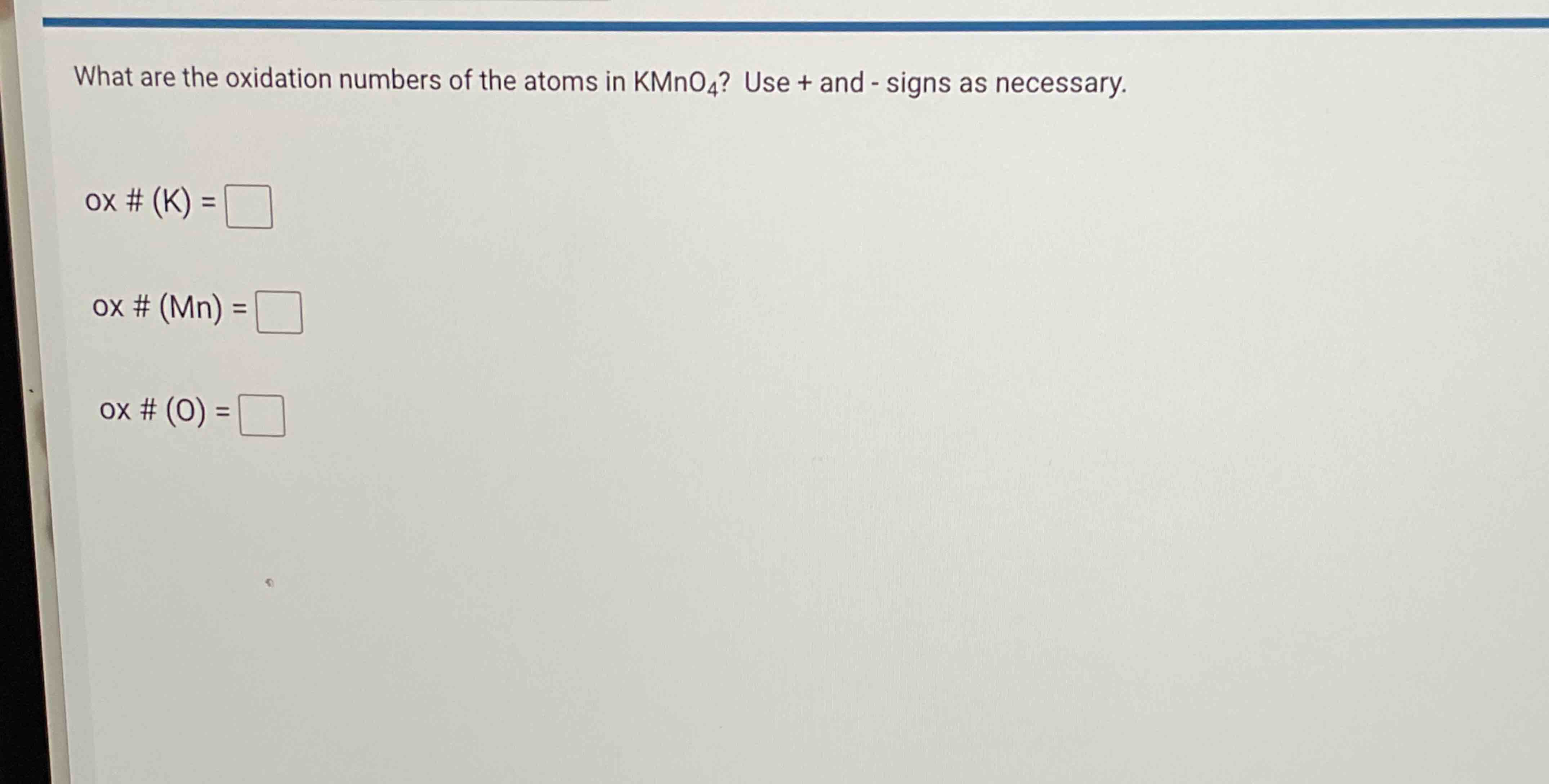 Solved What are the oxidation numbers of ﻿the atoms | Chegg.com