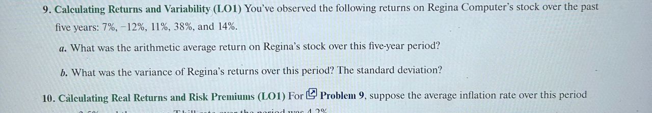 Solved 9. Calculating Returns and Variability (LO1) You've | Chegg.com