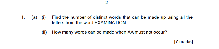 Solved -2- 1. (a) (i) Find the number of distinct words that | Chegg.com