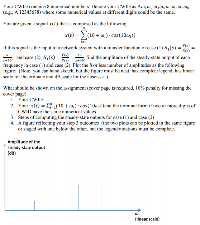 Your CWID contains 8 numerical numbers. Denote your | Chegg.com