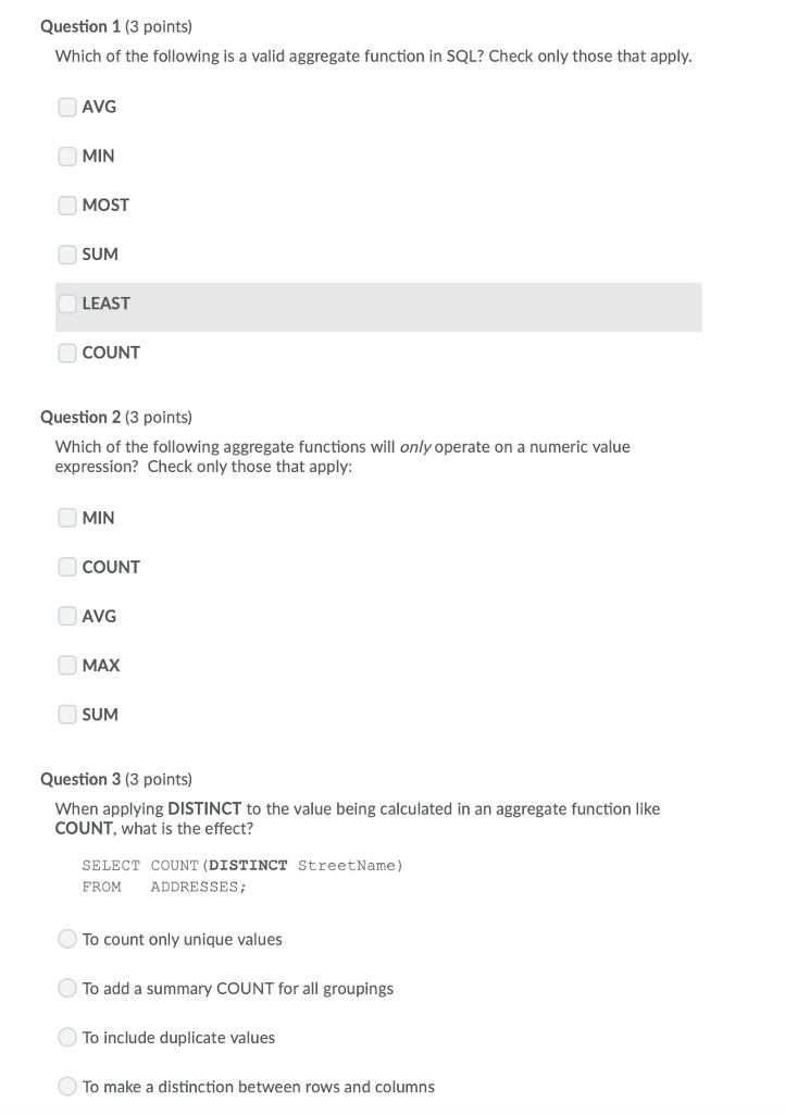 Solved Question 1 (3 points) Which of the following is a | Chegg.com