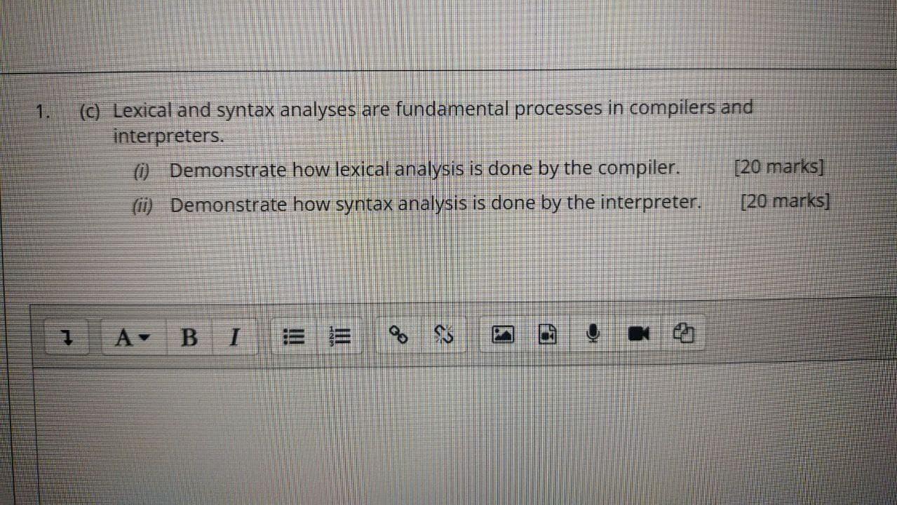 Solved 1. (C) Lexical and syntax analyses are fundamental | Chegg.com