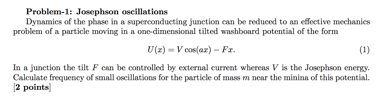 Solved Problem-1: Josephson oscillations Dynamics of the | Chegg.com