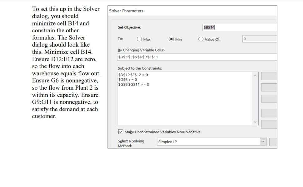 Solved To set this up in the Solverdialog, you | Chegg.com