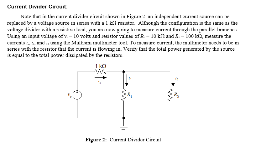 Solved Current Divider Circuit: Note that in the current | Chegg.com